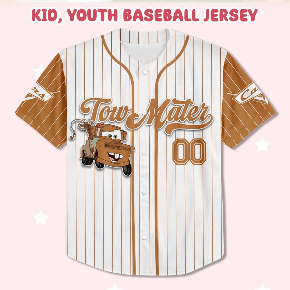 Custom Disney Cars Lightning Mcqueen & Tow Mater Baseball Jersey ...