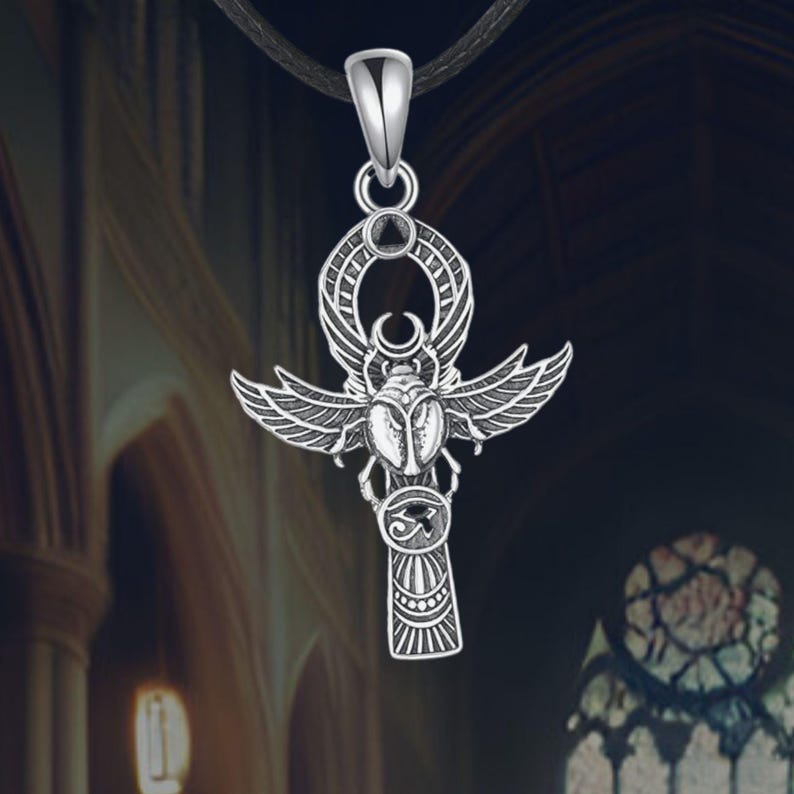 Ankh Cross Necklace Sterling Silver Egyptian Necklace Ankh Eye of Horus ...