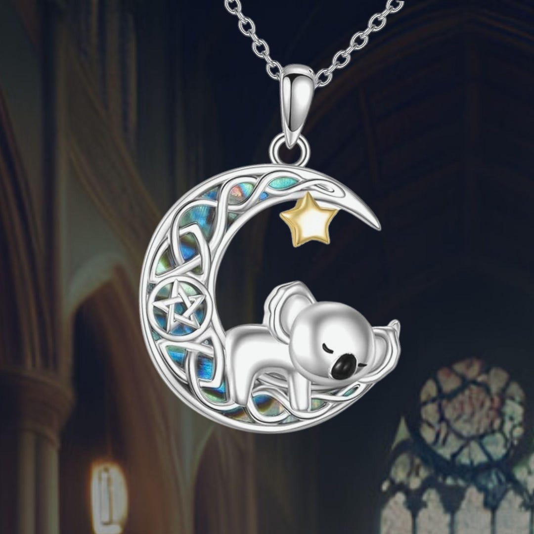 Koala Celtic Moon Necklace 925 Sterling Silver Jewelry Gift for Women ...