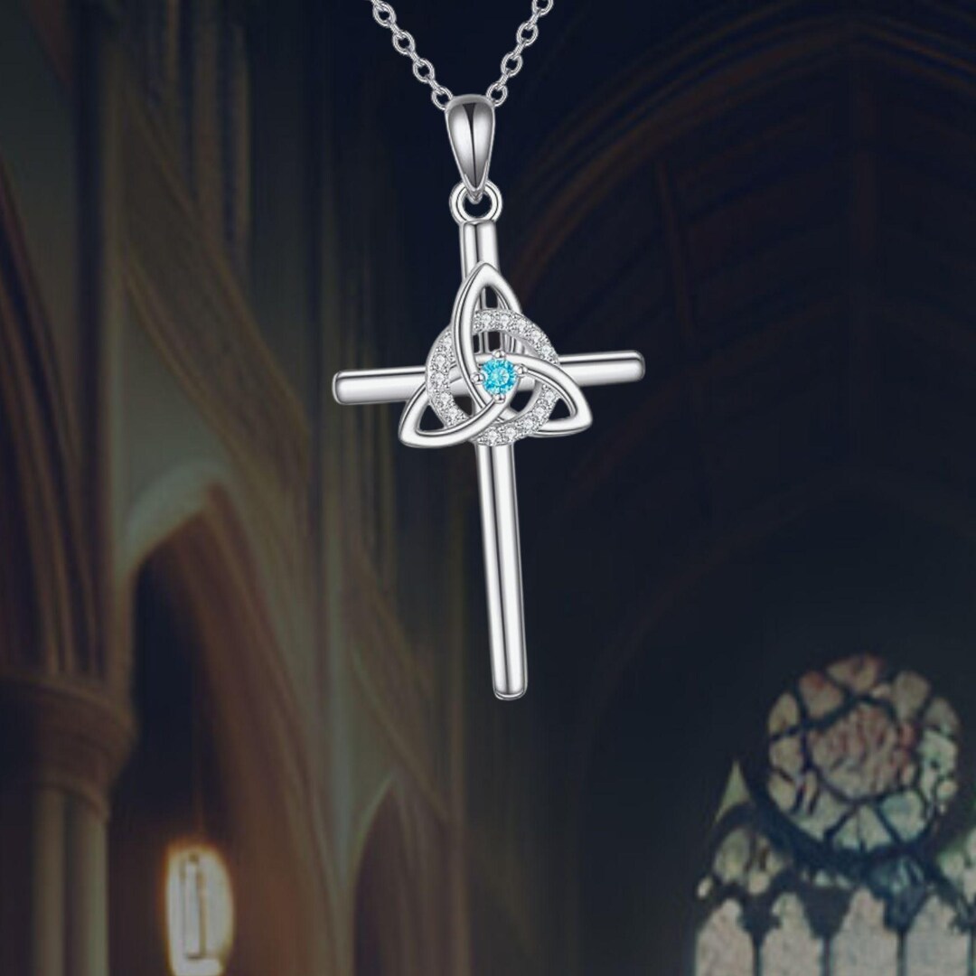 Jesus Cross Necklace Sterling Silver Knot Jewelry Religious Gift for ...