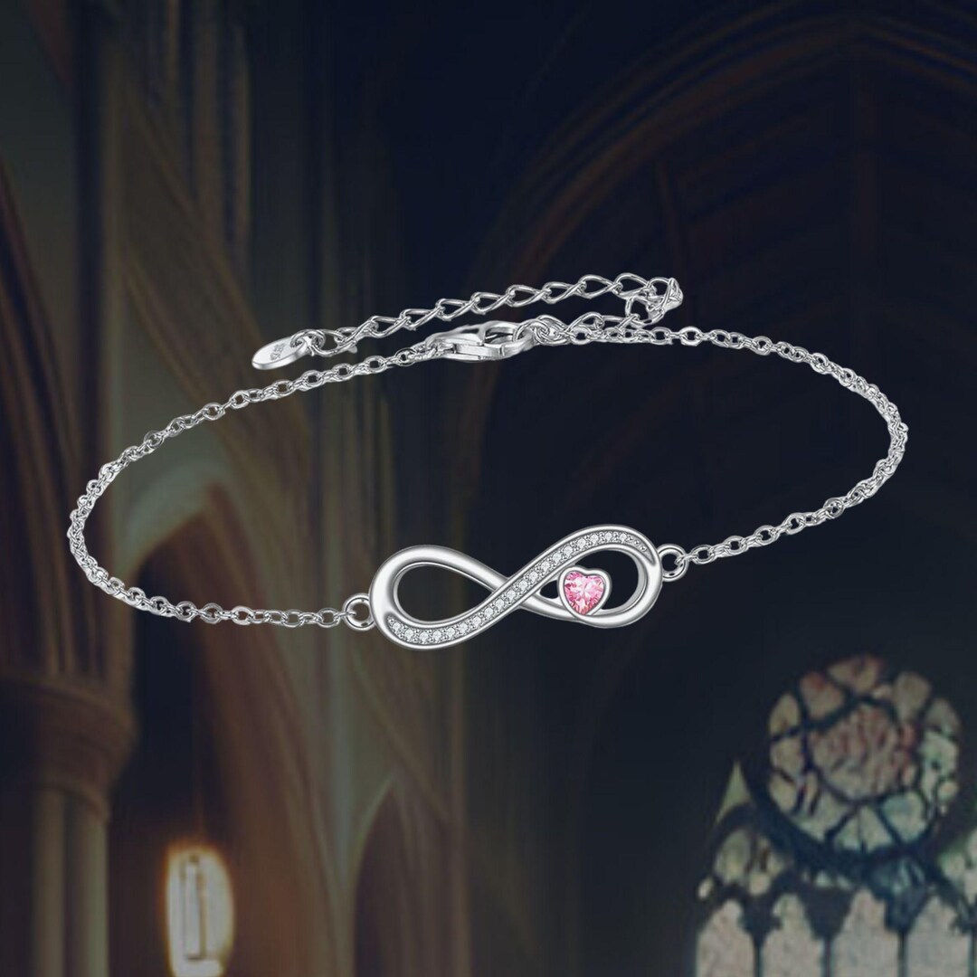 Infinity Heart Link Bracelet Sterling Silver Adjustable Heart Infinity ...