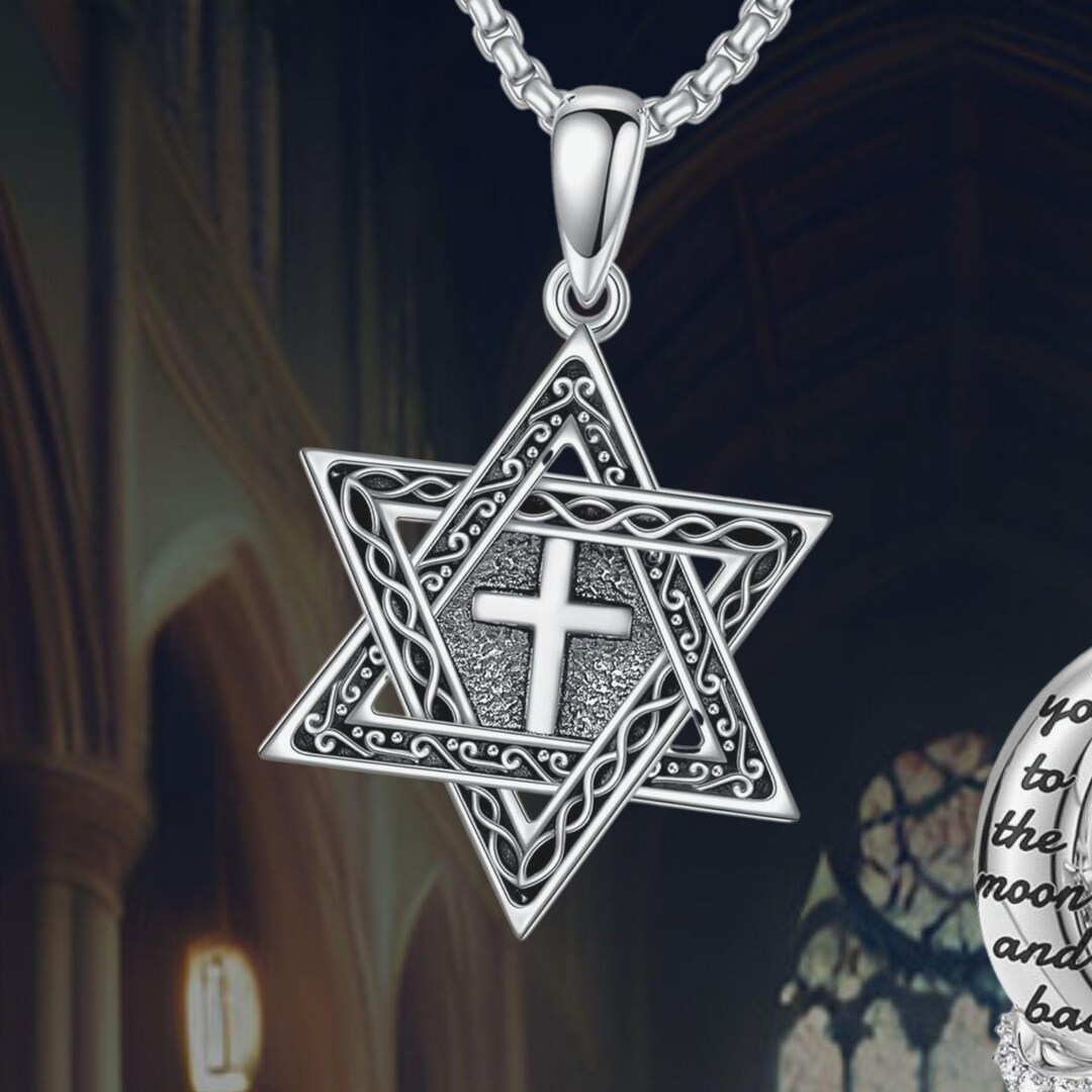 Star of David Necklace for Men Women Sterling Silver Jewish Celtic Knot ...
