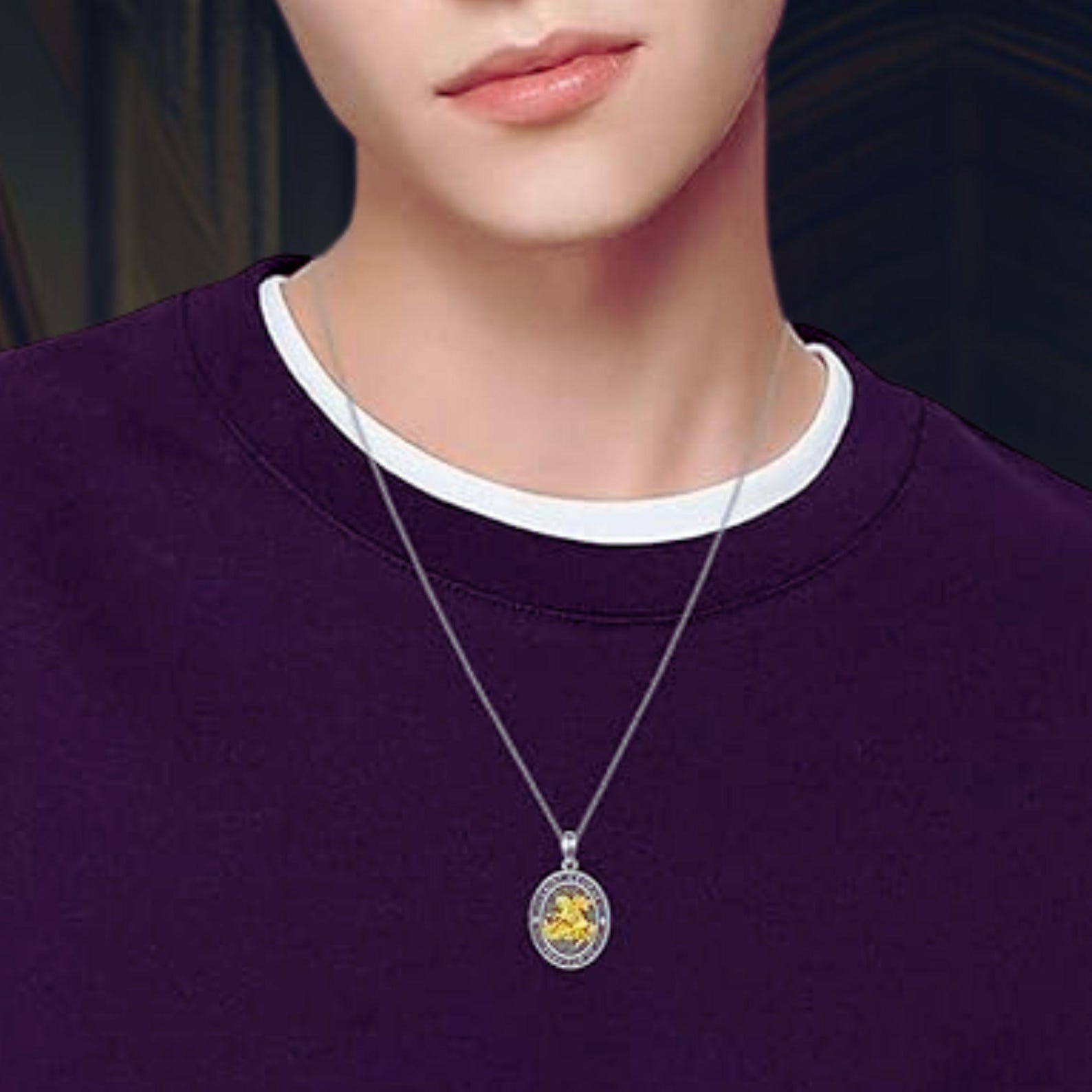 St. George Necklace Sterling Silver Saint George Medal Necklace ...