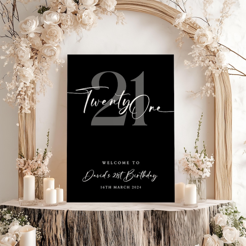 EDITABLE, 21st Welcome Sign, 21st Birthday Welcome Sign, Birthday Sign ...