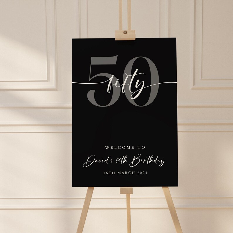 Editable 50th Birthday Welcome Sign, Minimalist Design (digital ...
