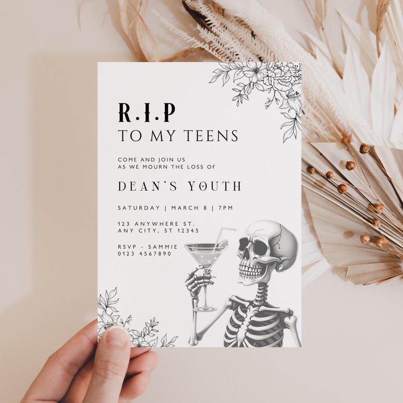 EDITABLE, RIP to My Teens Invitation, RIP Teens Invite, Death to Your ...