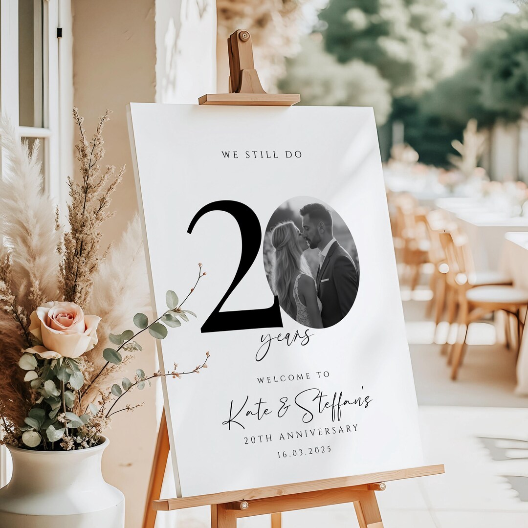 Editable 20th Anniversary Welcome Sign: Photo Template (digital ...