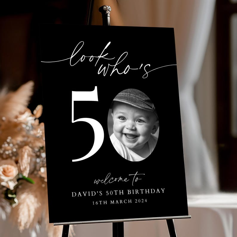 EDITABLE, 50th Welcome Sign, Look Who's 50 Welcome Sign, Birthday Sign ...