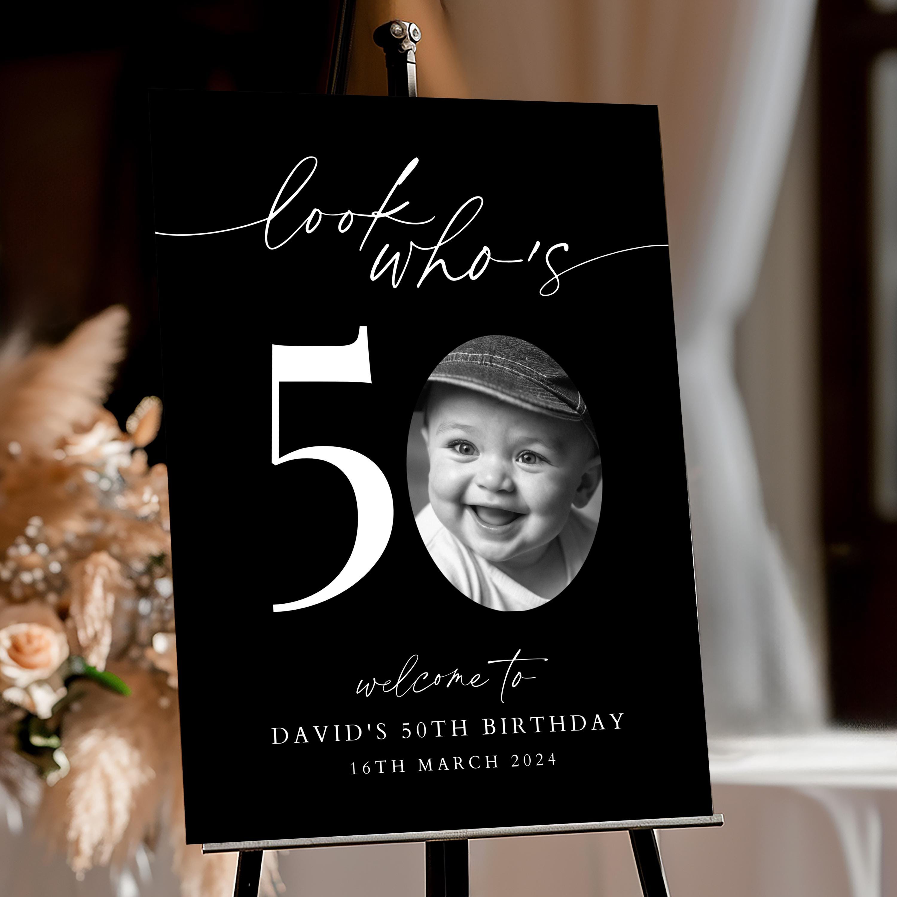 EDITABLE, 50th Welcome Sign, Look Who's 50 Welcome Sign, Birthday Sign ...