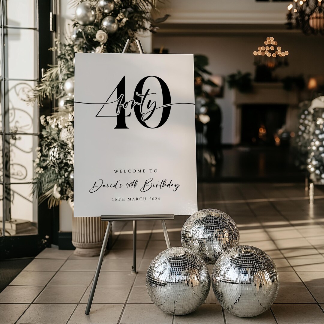 Minimalist 40th Birthday Welcome Sign (editable Digital Download) - Etsy