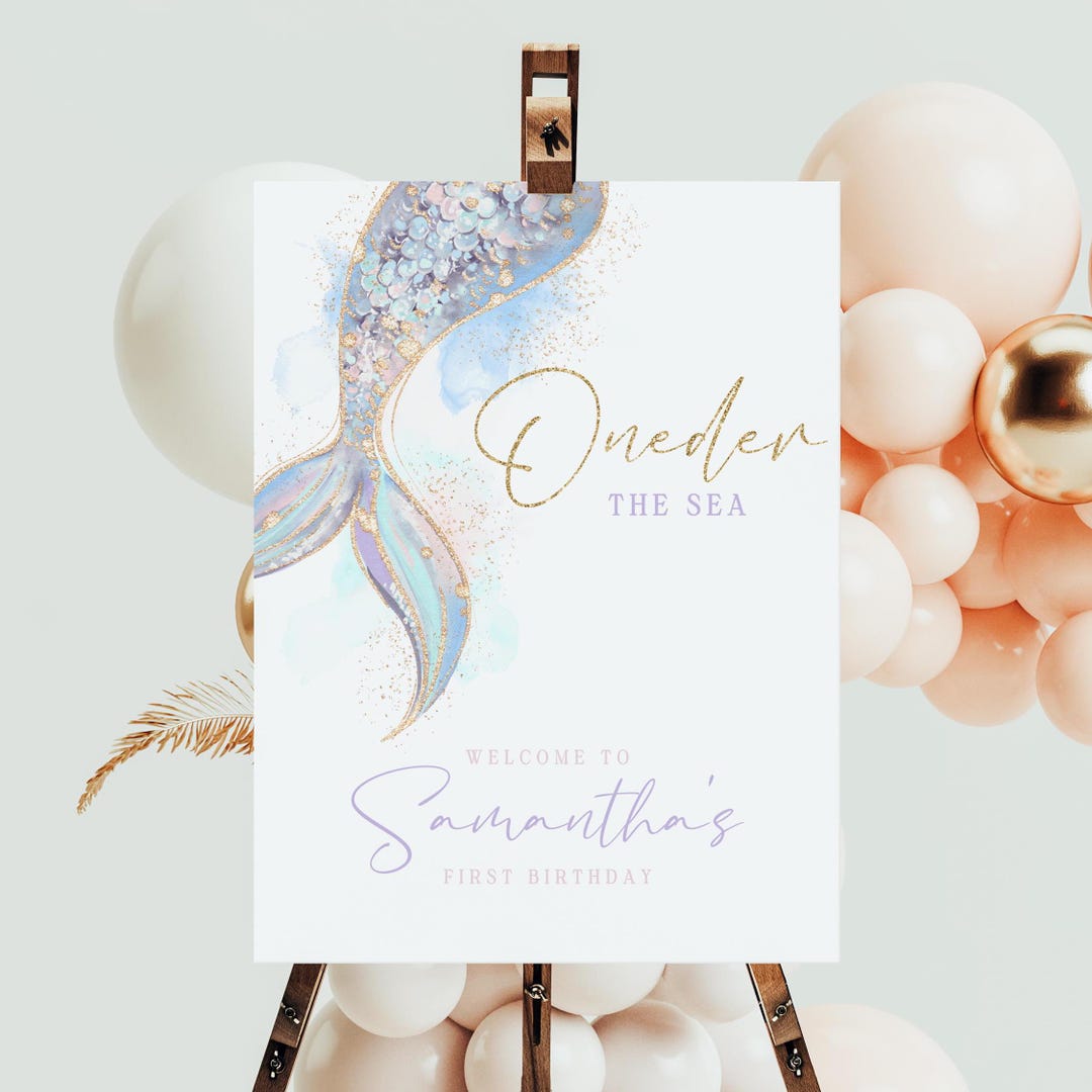 Mermaid Birthday Welcome Sign: Boho Oneder the Sea (digital Download ...