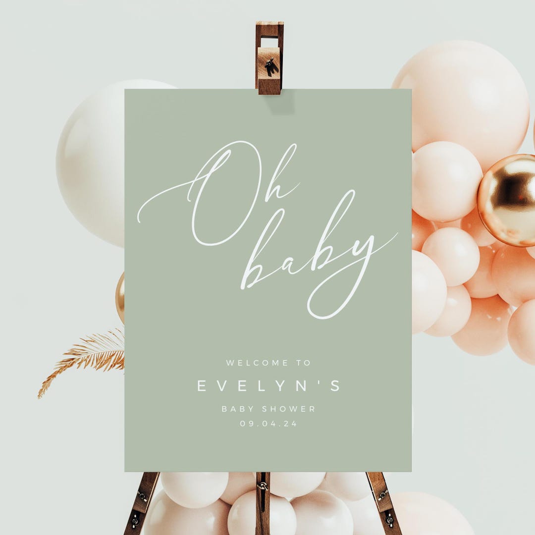 Editable Oh Baby Gender Neutral Baby Shower Welcome Sign, Template ...