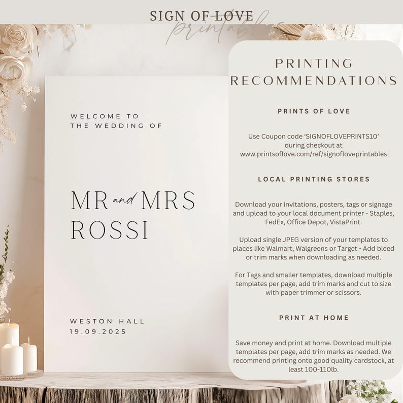 Editable Minimalist Wedding Welcome Sign Template: Instant Download ...
