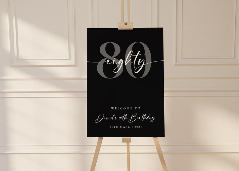 EDITABLE, 80th Welcome Sign, Minimalist 80th Welcome Sign, Birthday ...