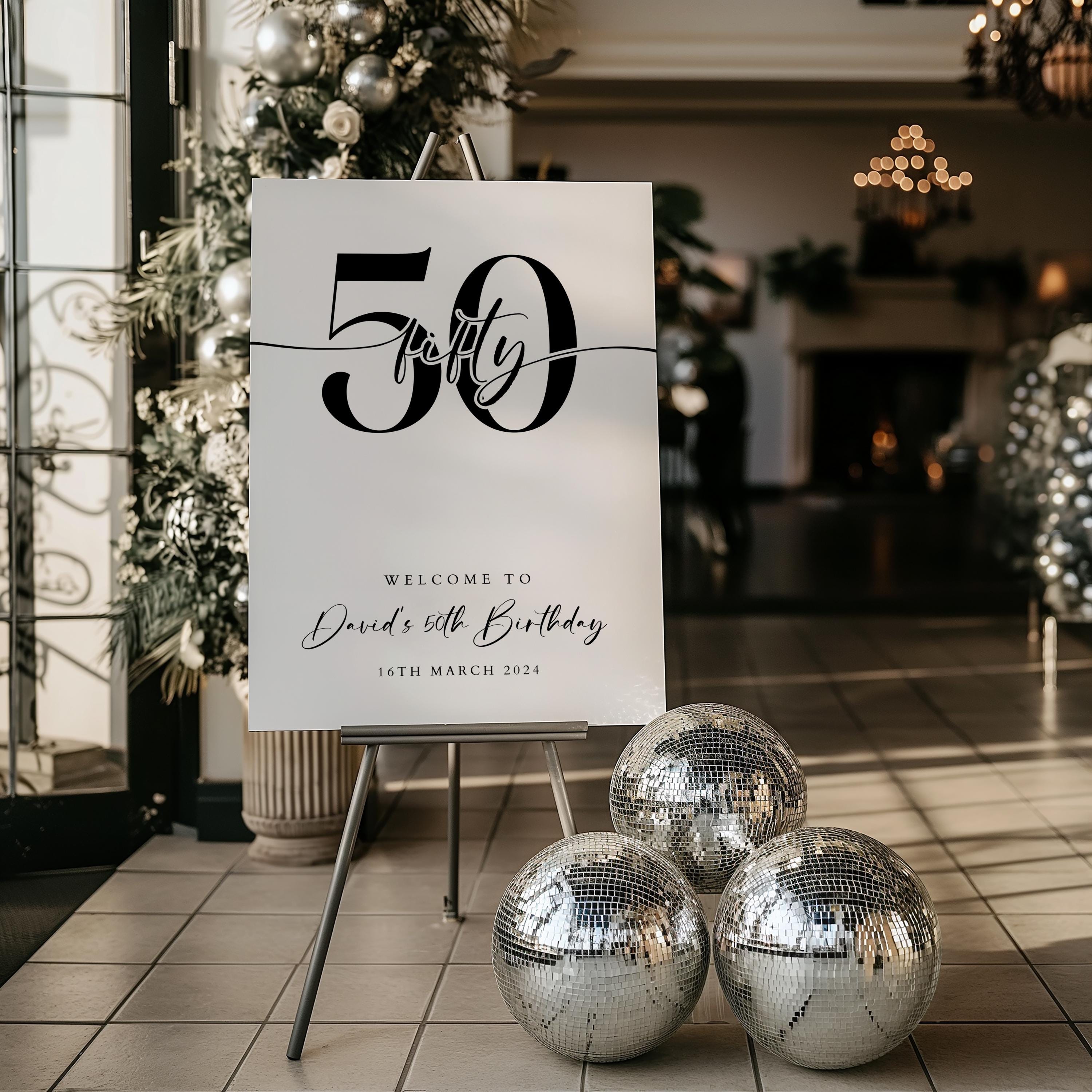 EDITABLE, 50th Welcome Sign, Minimalist 50th Welcome Sign, Birthday ...