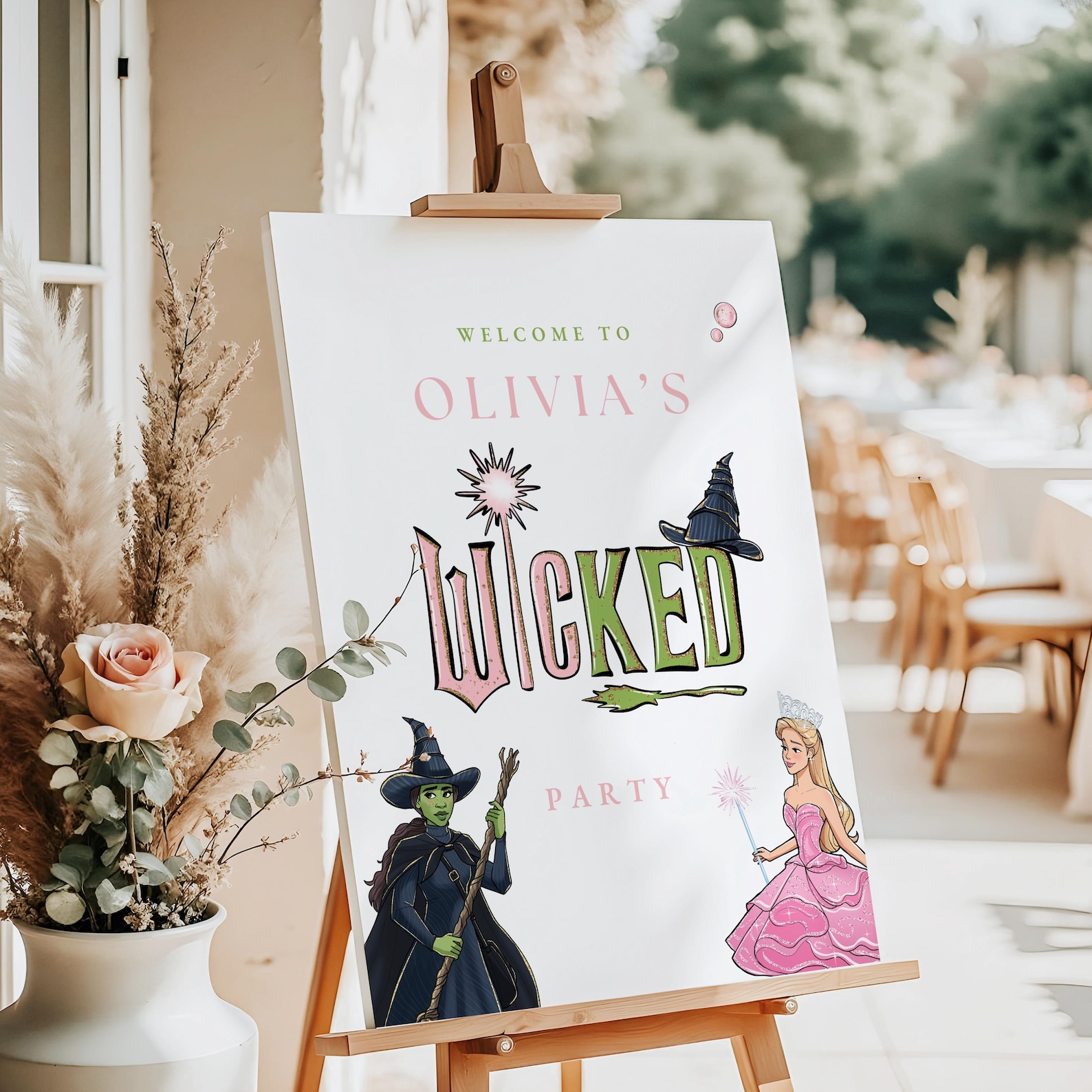 EDITABLE, Wicked Birthday Party Sign, Wicked Birthday Party, Pink Green ...