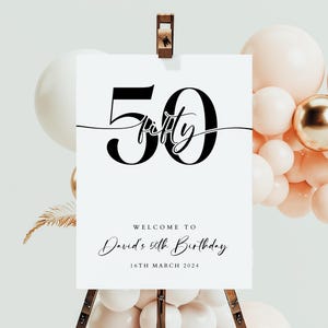EDITABLE, 50th Welcome Sign, Minimalist 50th Welcome Sign, Birthday ...