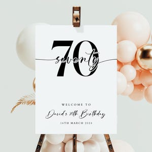 EDITABLE, 70th Welcome Sign, Minimalist 70th Welcome Sign, Birthday ...