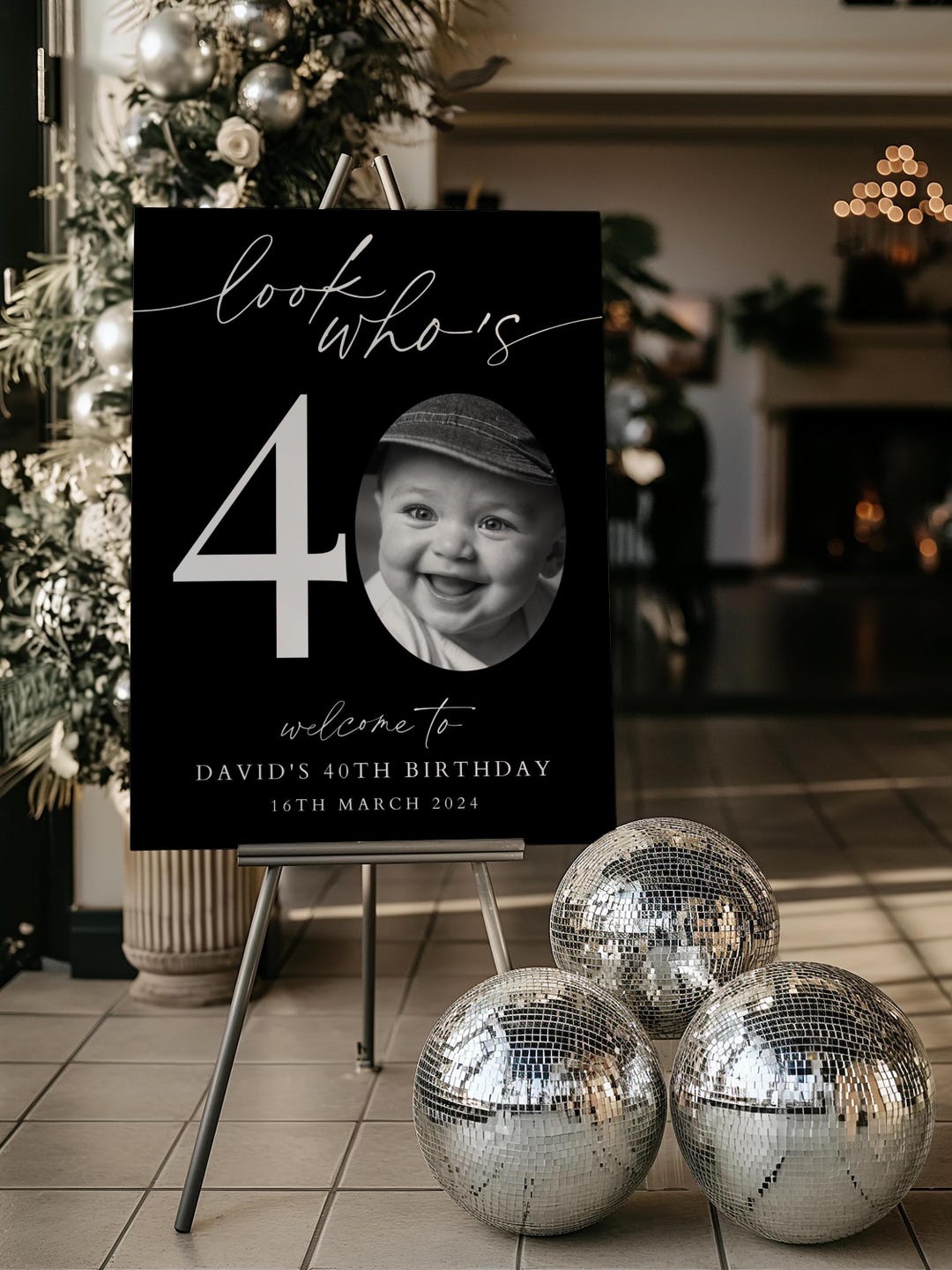 EDITABLE, 40th Welcome Sign, Look Who's 40 Welcome Sign, Birthday Sign ...