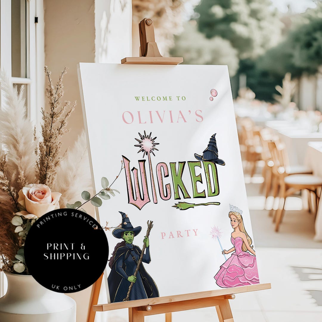 Wicked Birthday Welcome Sign, Wicked Birthday Party, Pink Green, Wicked ...