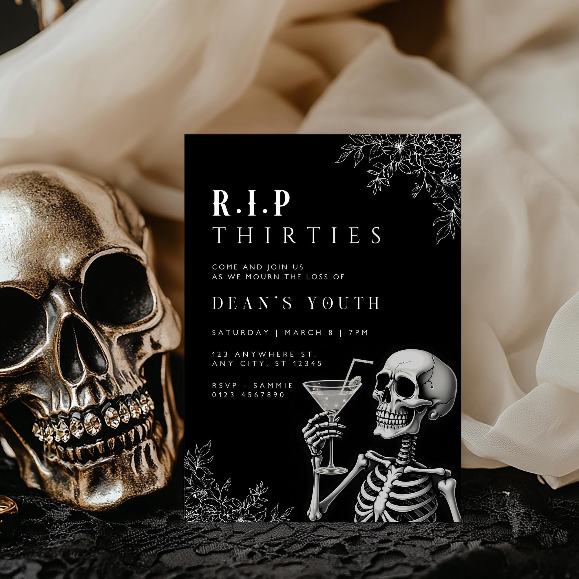 EDITABLE, RIP 30's Invitation, RIP Thirties Invite, Death to Your 30's ...