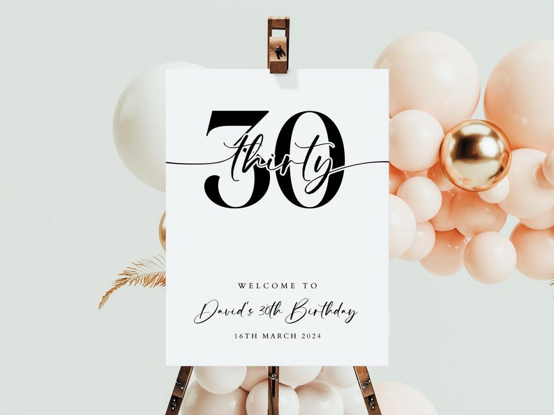 Editable Minimalist 30th Birthday Welcome Sign (digital Download) - Etsy
