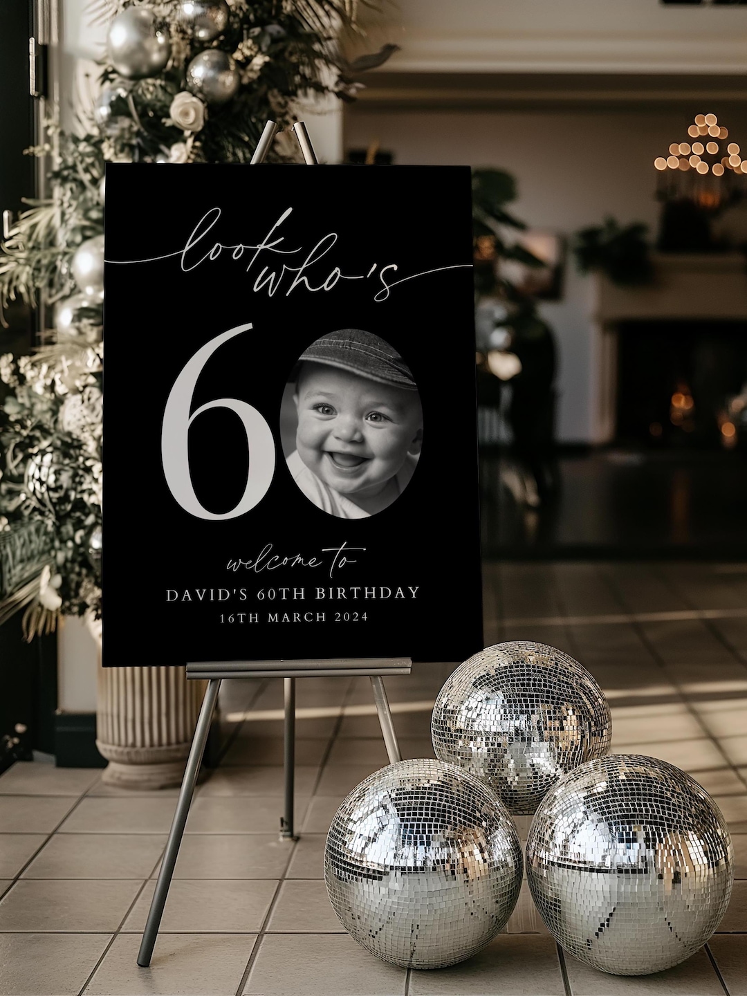 EDITABLE, 60th Welcome Sign, Look Who's 60 Welcome Sign, Birthday Sign ...