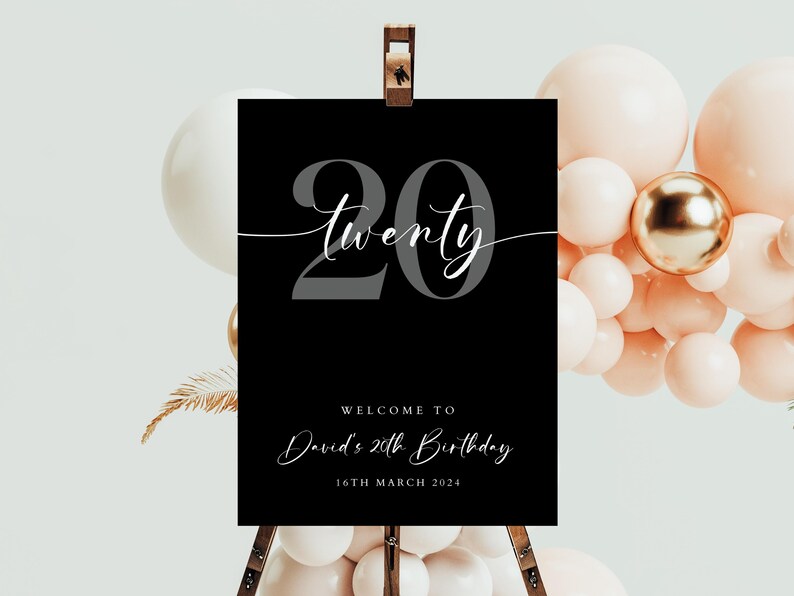 EDITABLE, 20th Welcome Sign, 20th Birthday Welcome Sign, Birthday Sign ...