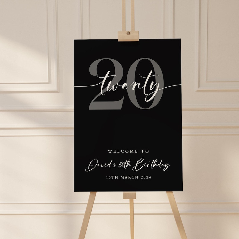 EDITABLE, 20th Welcome Sign, 20th Birthday Welcome Sign, Birthday Sign ...