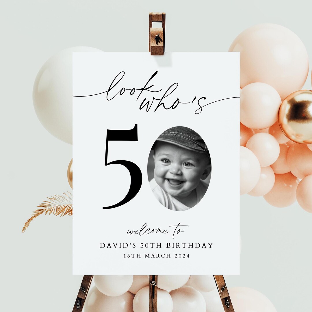 EDITABLE, 50th Welcome Sign, Look Who's 50 Welcome Sign, Birthday Sign ...