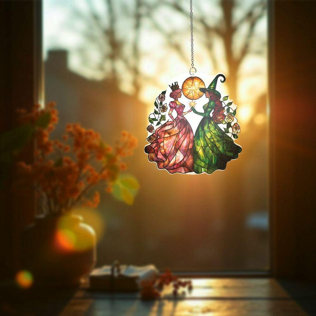 Elphaba and Glinda Acrylic Suncatcher Ornament, Wicked Musical Window ...