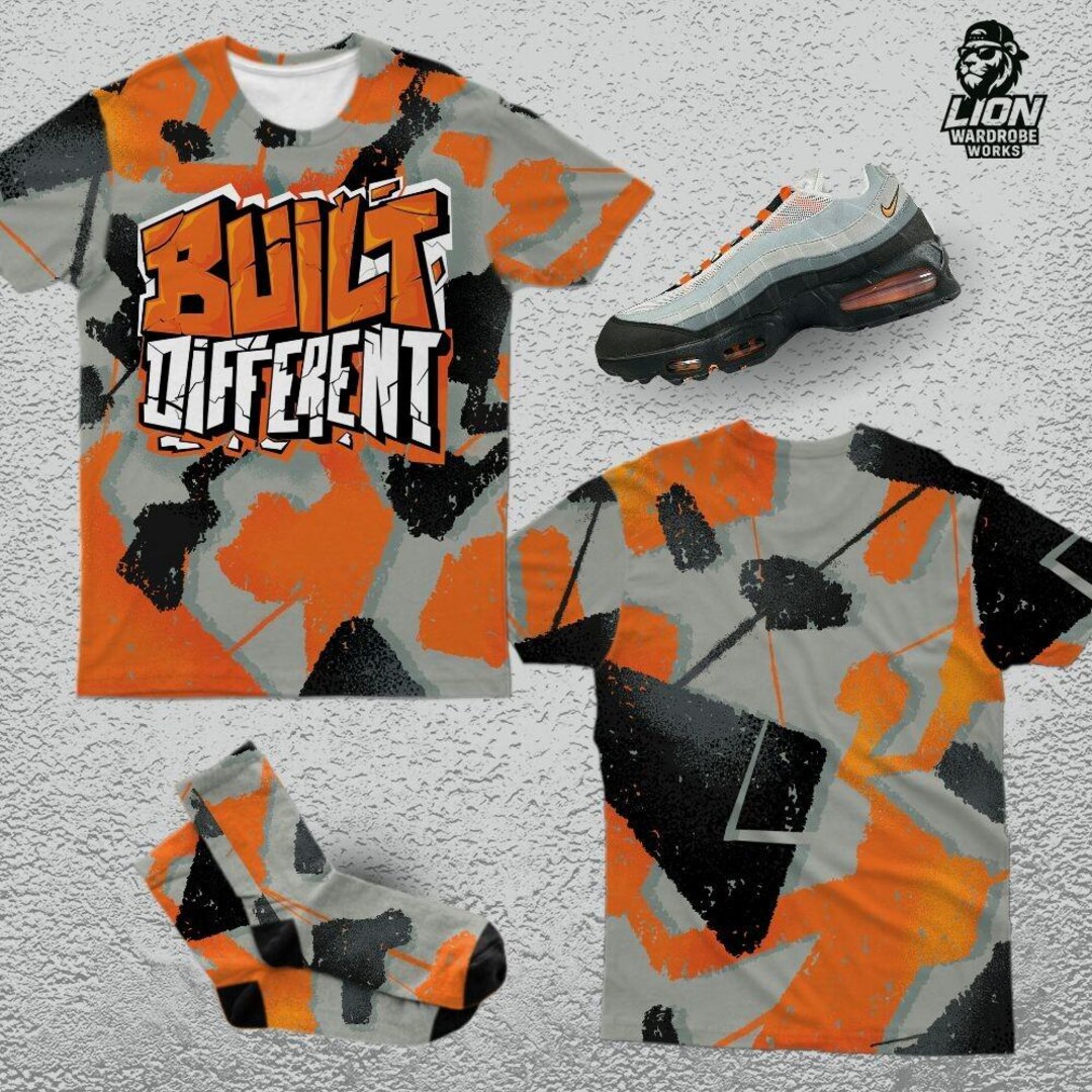 AM 95 OG Bright Mandarin Built Different 3D Broken Bomber Jacket, T ...