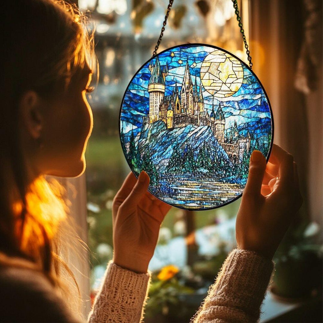 Custom Harry Potter Hogwarts, Wizard Castle Window Hanging, Wizard ...