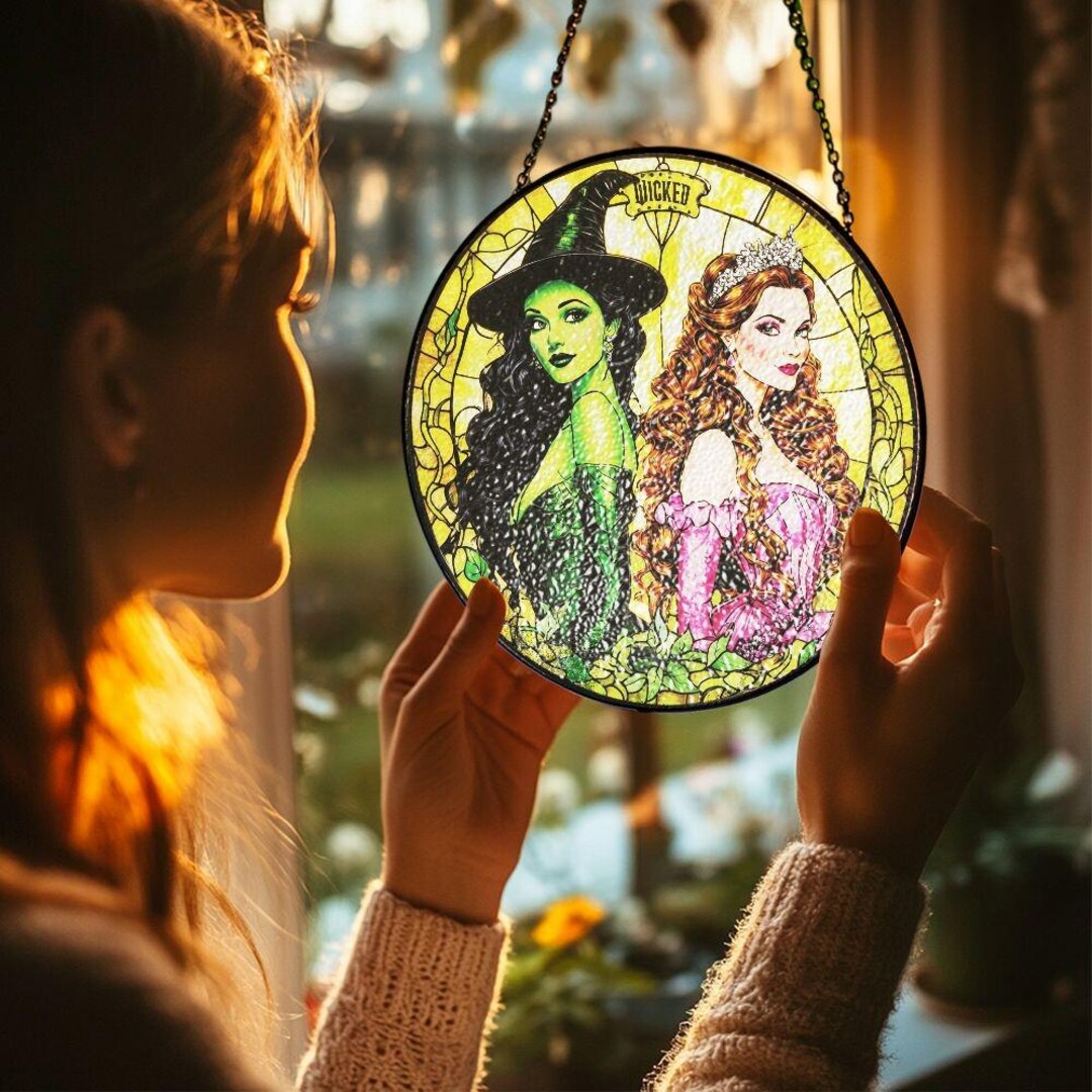 Magical Wicked Suncatcher, Stained Glass Ornament, Witches of Oz Window ...