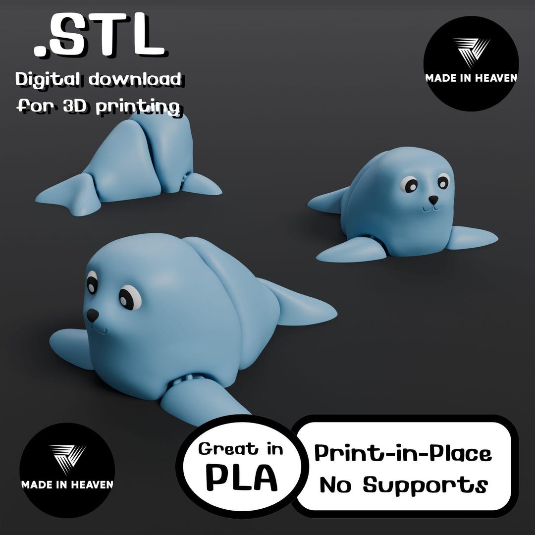 Baby Seal, STL File for 3D Printing, STL Print Files, Articulating ...