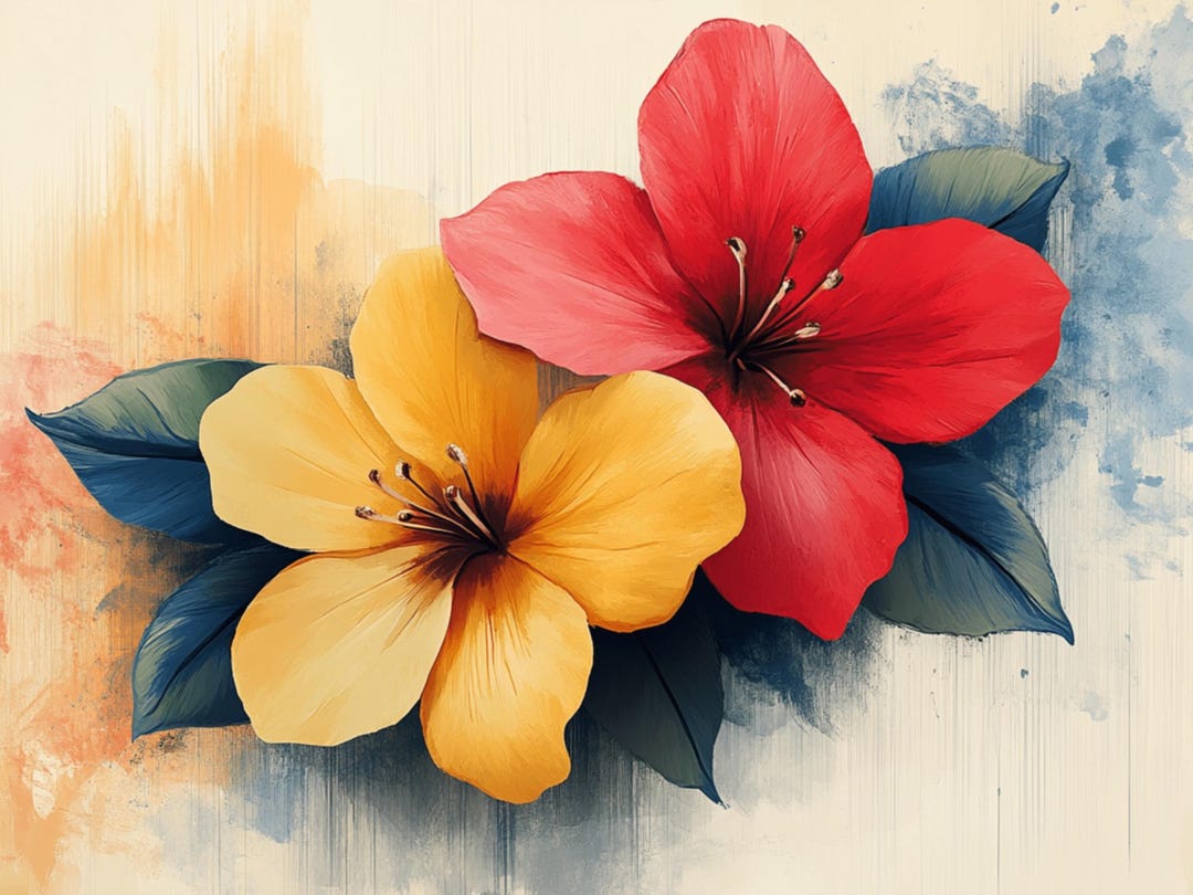 Abstract Tween Flowers Clipart, Red and Orange Flowers, Instant ...