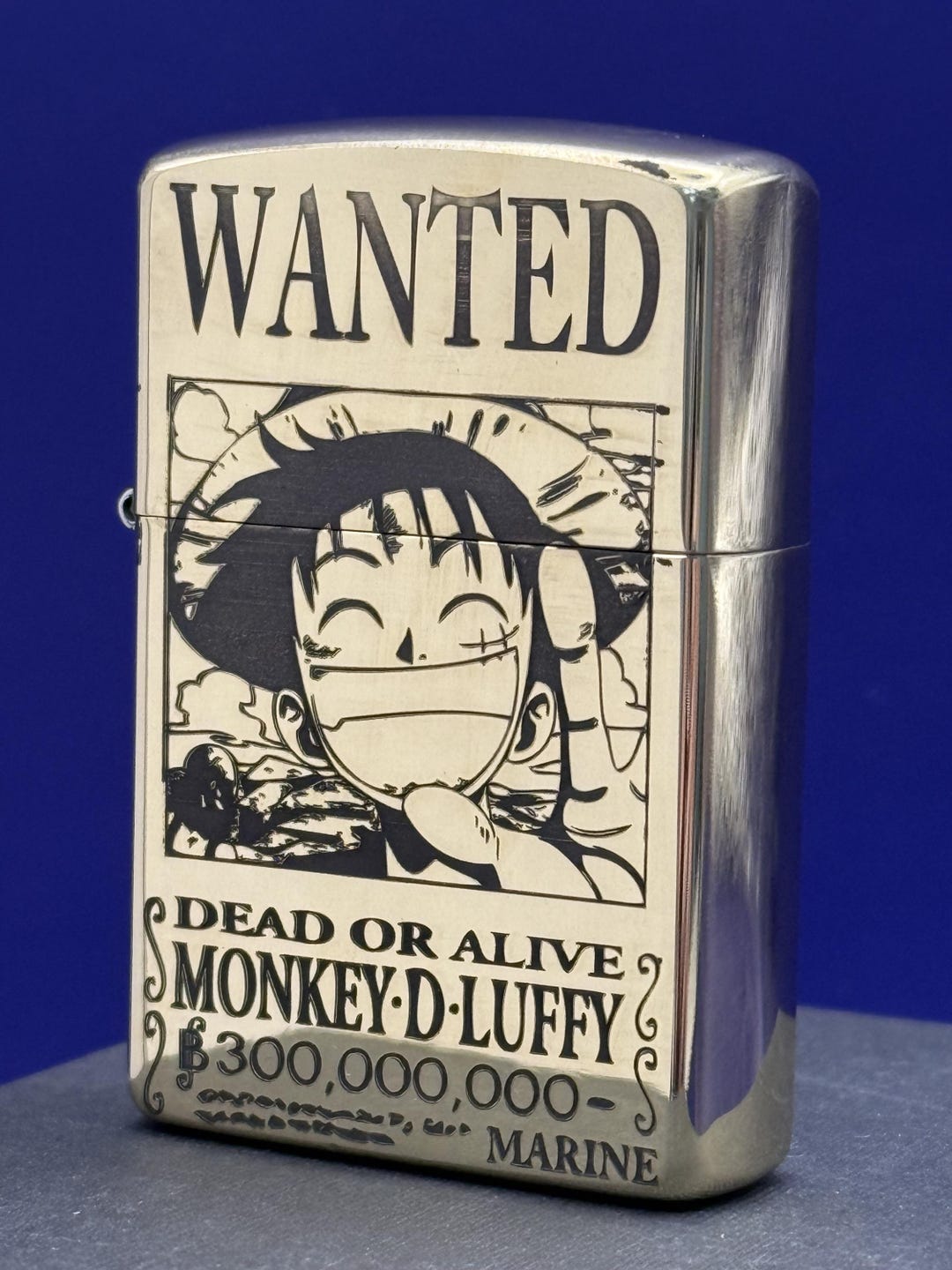 One Piece Zippo Lighter Monkey D Luffy Wanted Poster Golden Engaraved ...