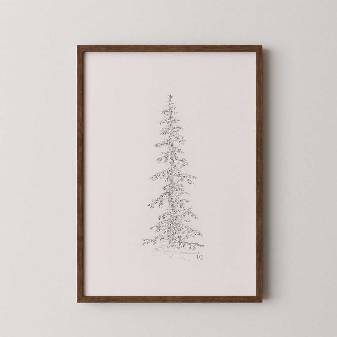 Evergreen Tree Sketch No. 2 | Original Hand Drawn Tree Sketch | Neutral ...