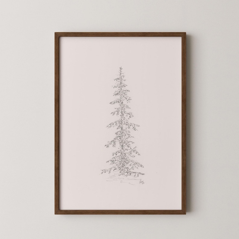 Evergreen Tree Sketch No. 2 | Original Hand Drawn Tree Sketch | Neutral ...
