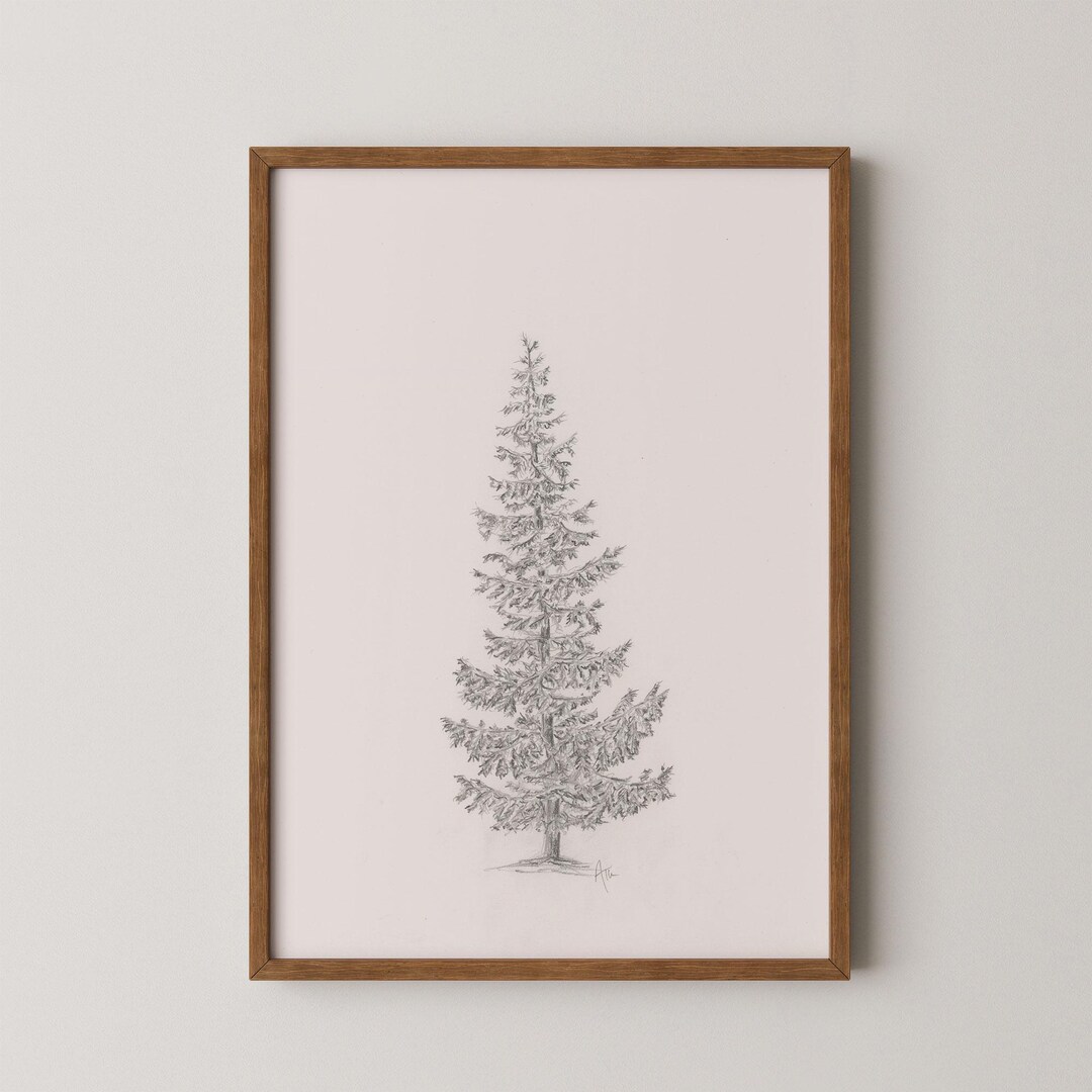 Evergreen Tree Sketch No. 1 | Original Hand Drawn Tree Sketch | Neutral ...
