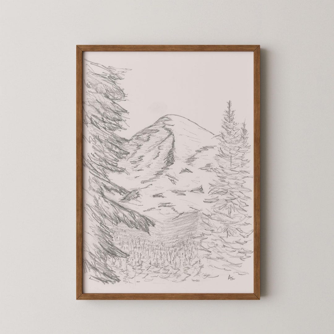 Mt. Rainier Sketch No. 2 | Original Hand Drawn Mountain Sketch ...