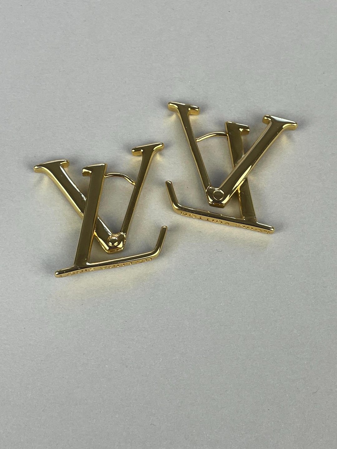 Louis Vuitton Gold Lv logo Designer Drop Earrings - Etsy
