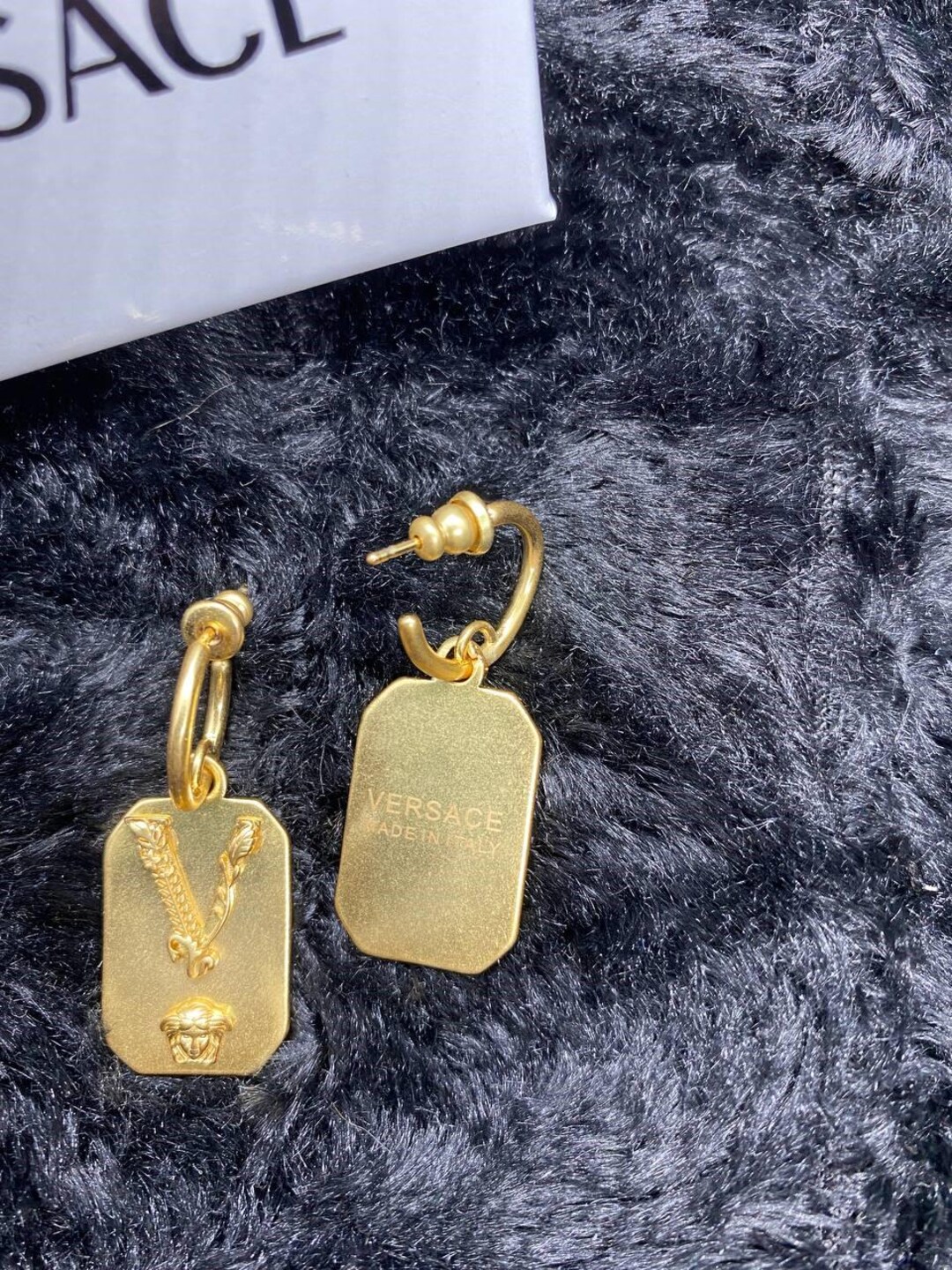 VERSACE Gold Ear Cufs and Dangle Drop Earrings - Etsy