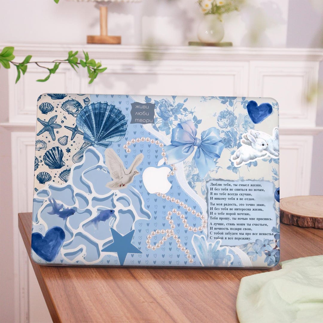 Cute Coastal Collage MacBook Case Girly Italian Scrapbook Laptop Cover ...