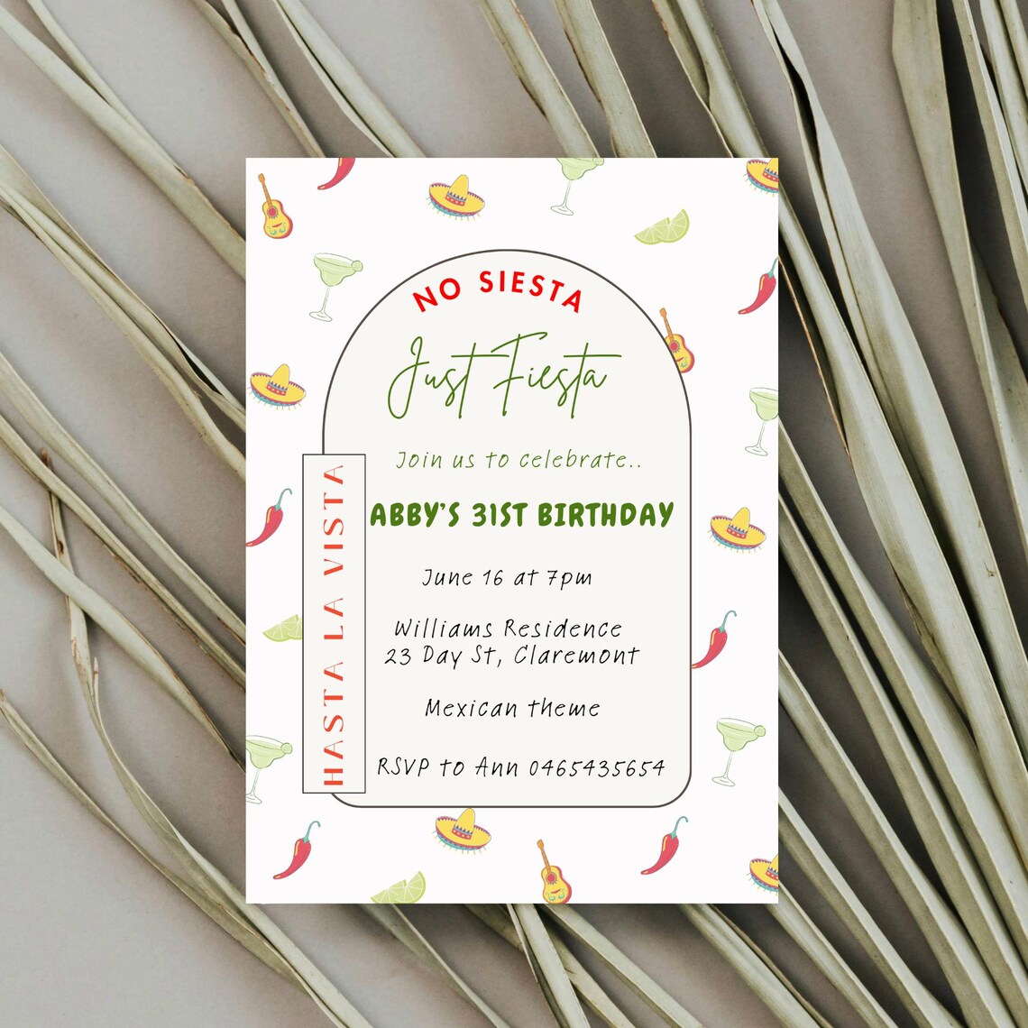 Editable Mexican Fiesta Birthday Invitation | Taco Party Invite ...