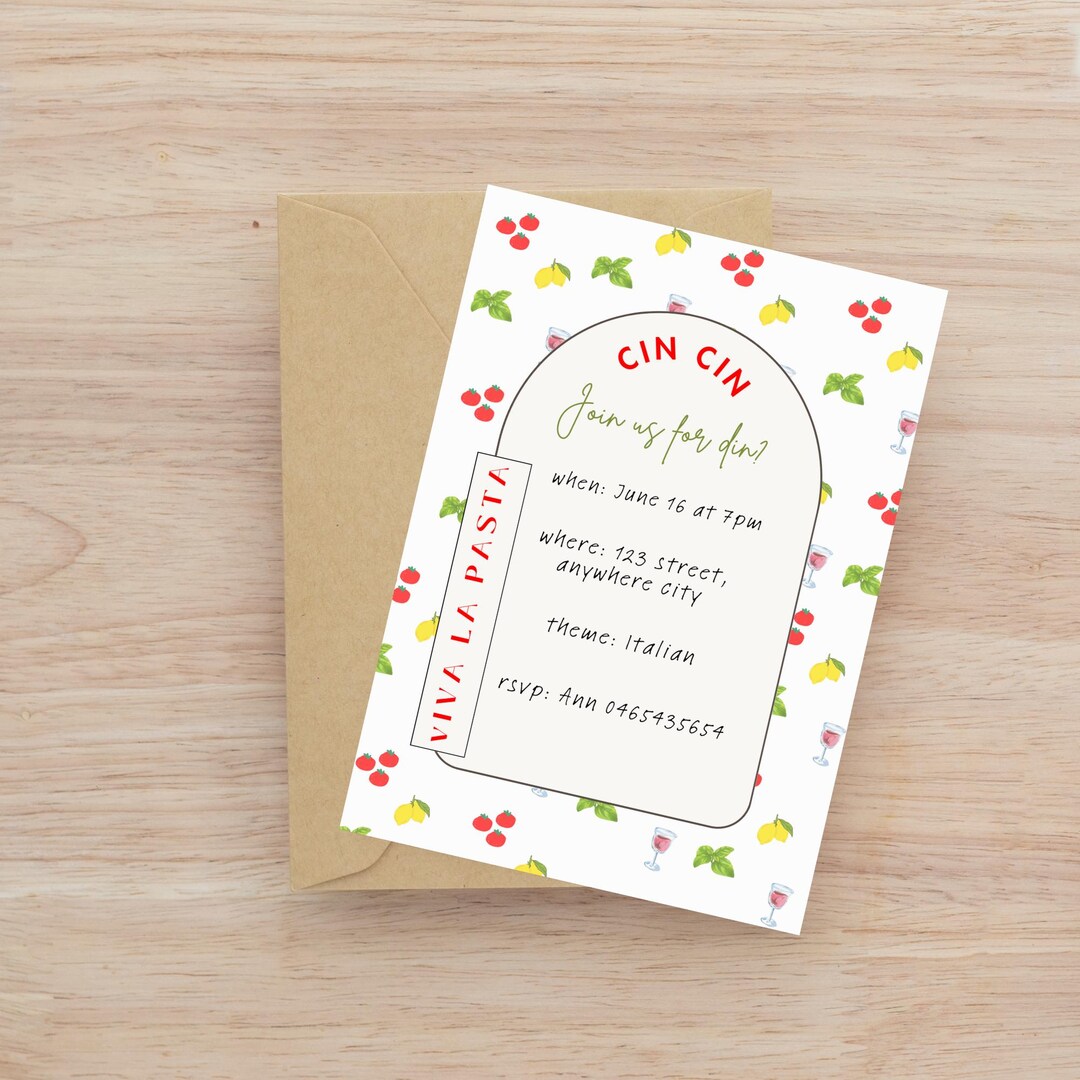 Invite Italian | Pasta Dinner Party | Custom Party Template ...