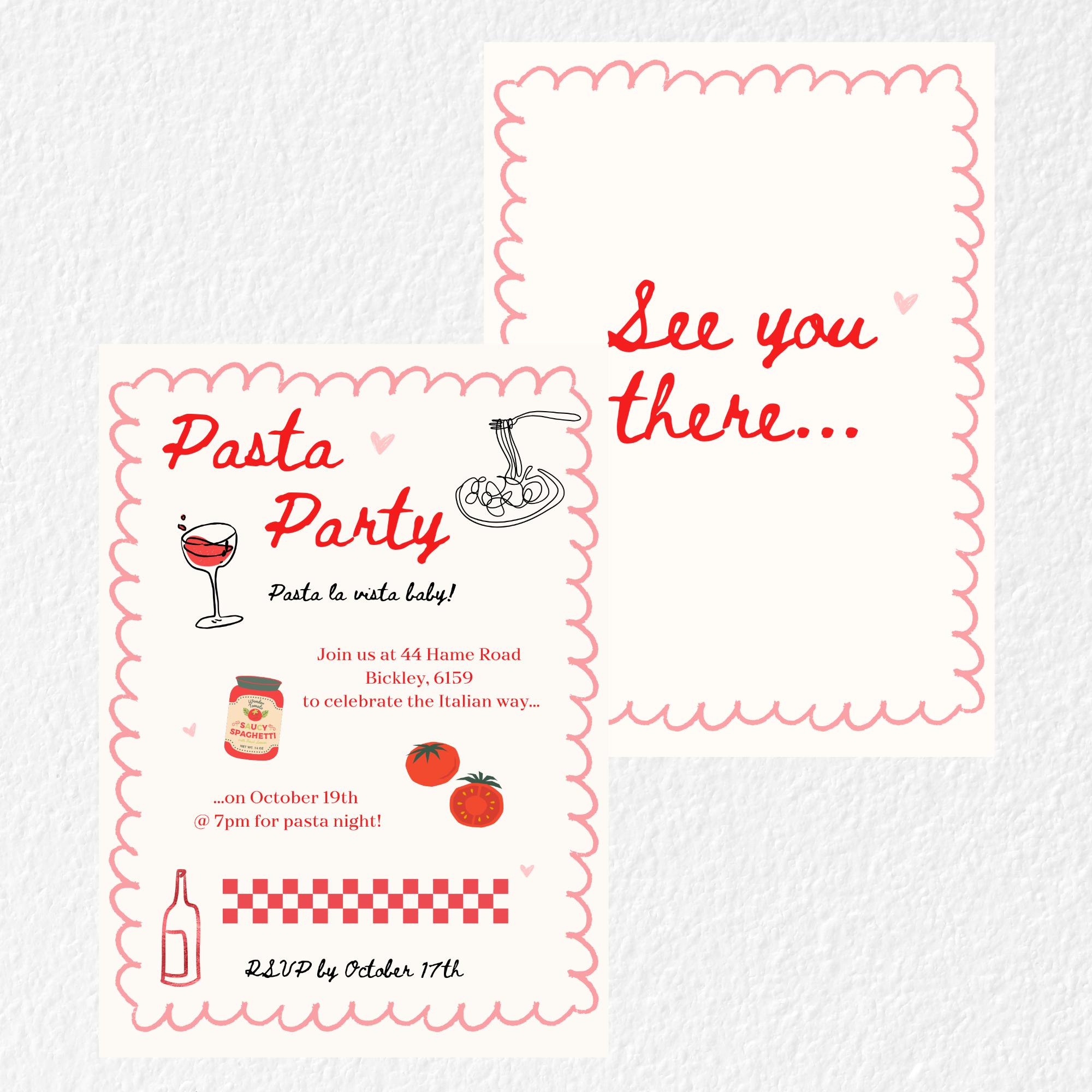 Pasta Party Theme | Pizza Party Night | Italian Night Invite | Dinner ...