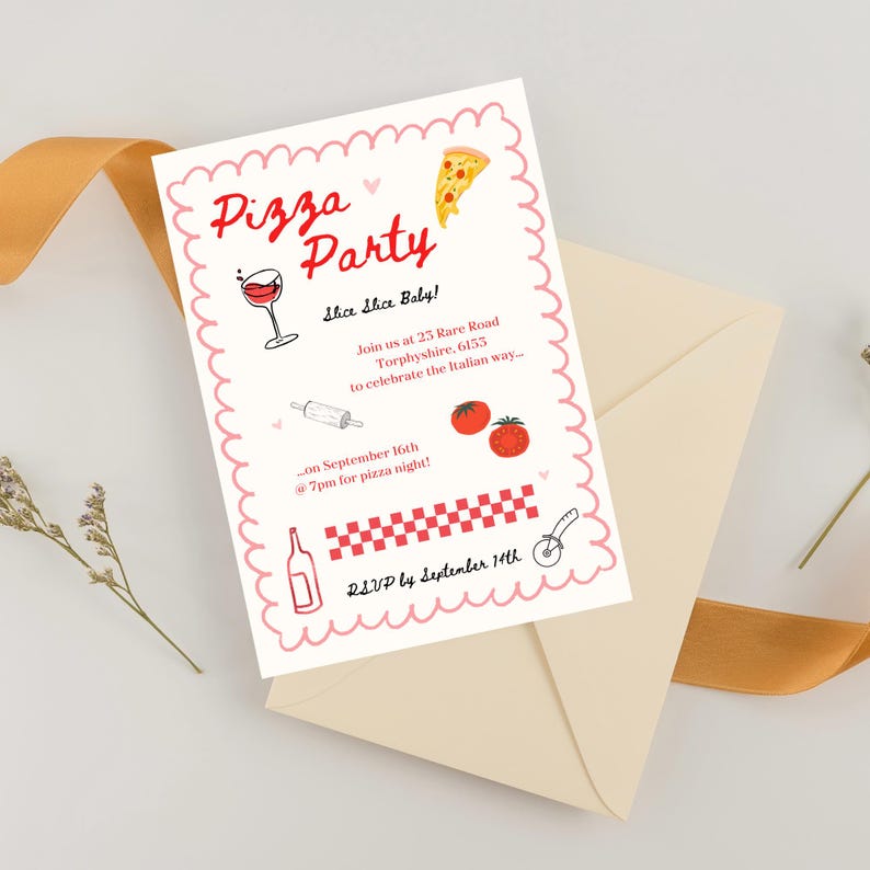 Pizza Party Night | Pizza Party Theme | Italian Night Invite | Dinner ...