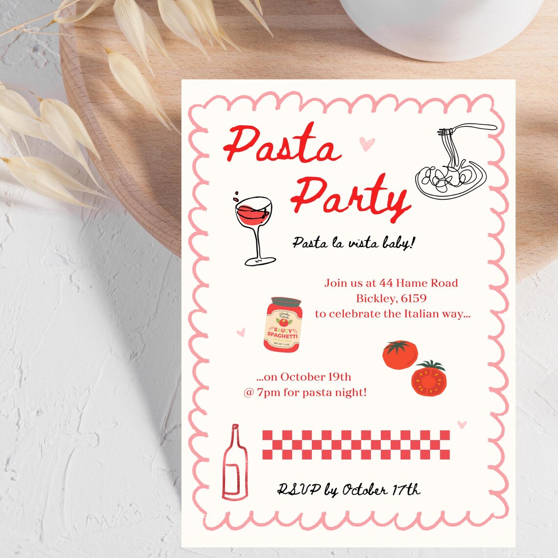 Pasta Party Theme | Pizza Party Night | Italian Night Invite | Dinner ...