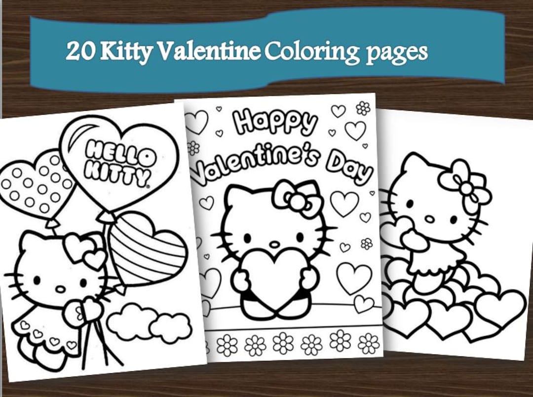 Hellokitty Valentine Coloring Pages 20 Pages Cute Valentine Coloring ...
